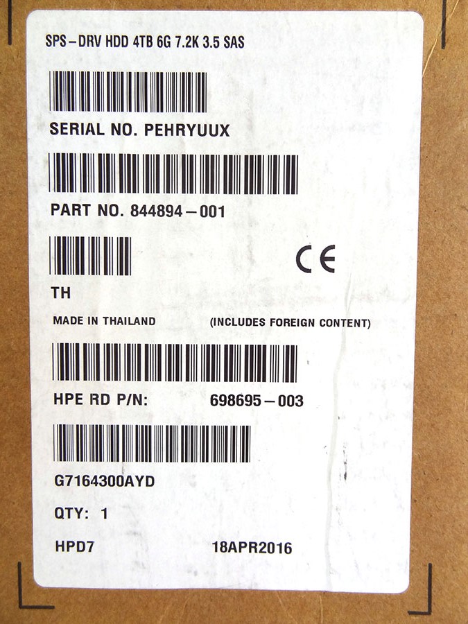 HP 844894-001 HPE 4TB 7200RPM SAS 6GBPS - SMART IT Hardware and Services
